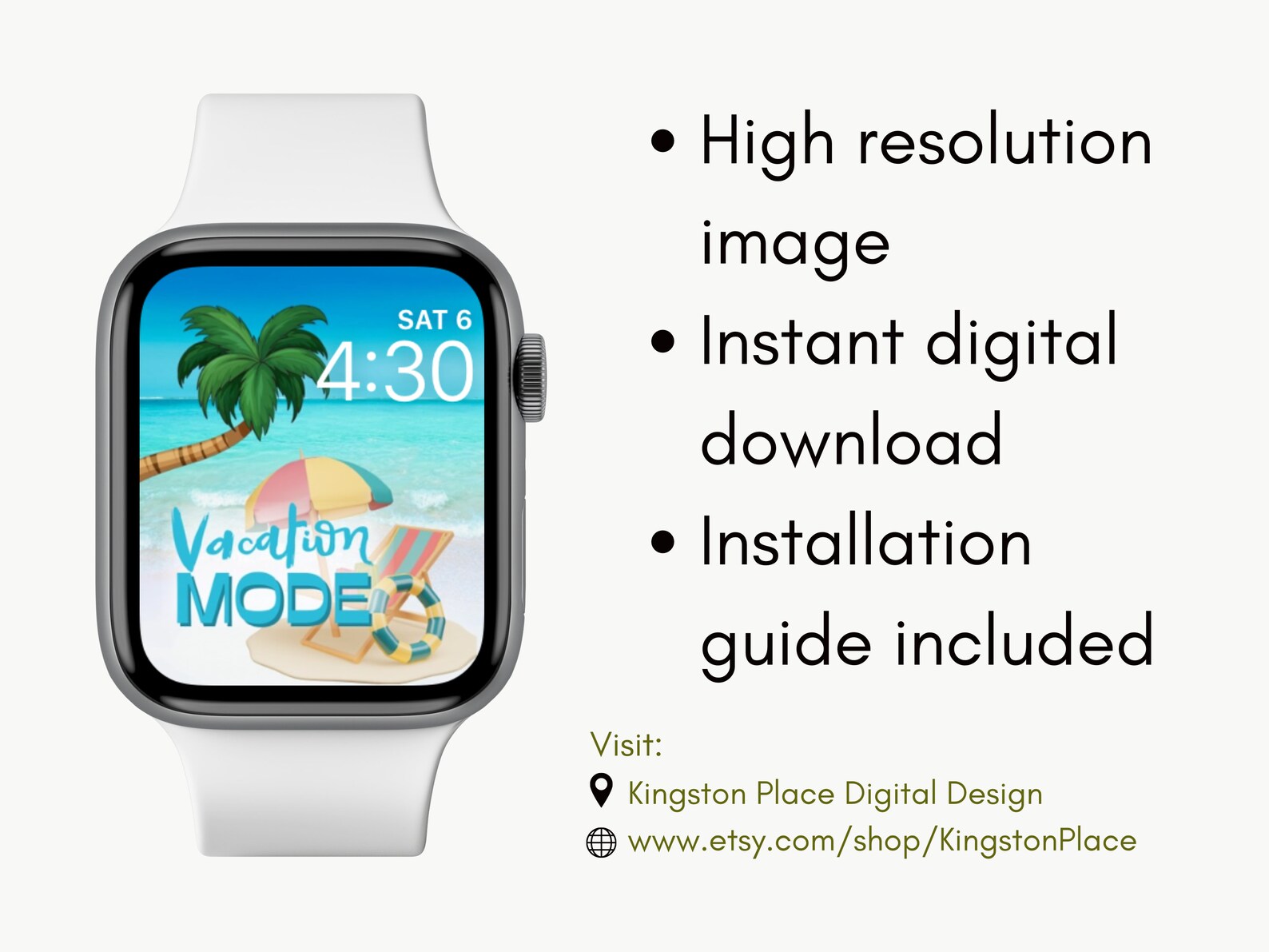 Beach Apple Watch Face Digital File, Vacation Apple Watch Wallpaper ...