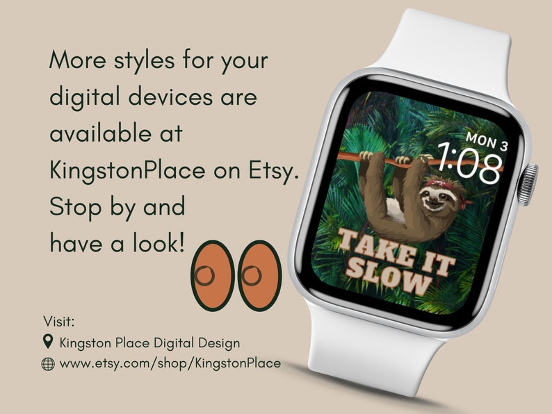 Cute Sloth Apple Watch Face Instant Digital Download Smart - Etsy