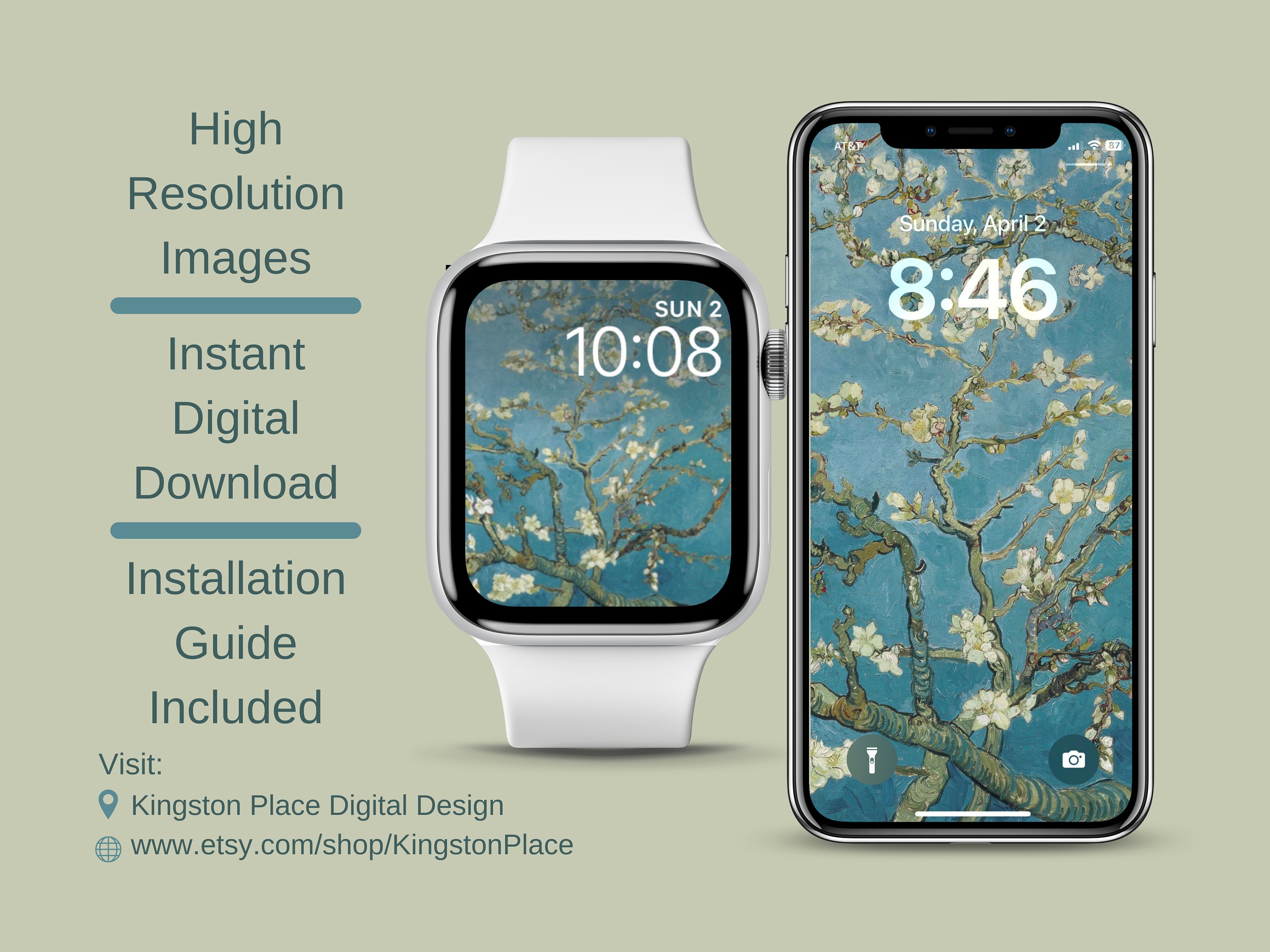 Van Gogh Almond Blossoms Apple Watch Face & iPhone Wallpaper - Etsy