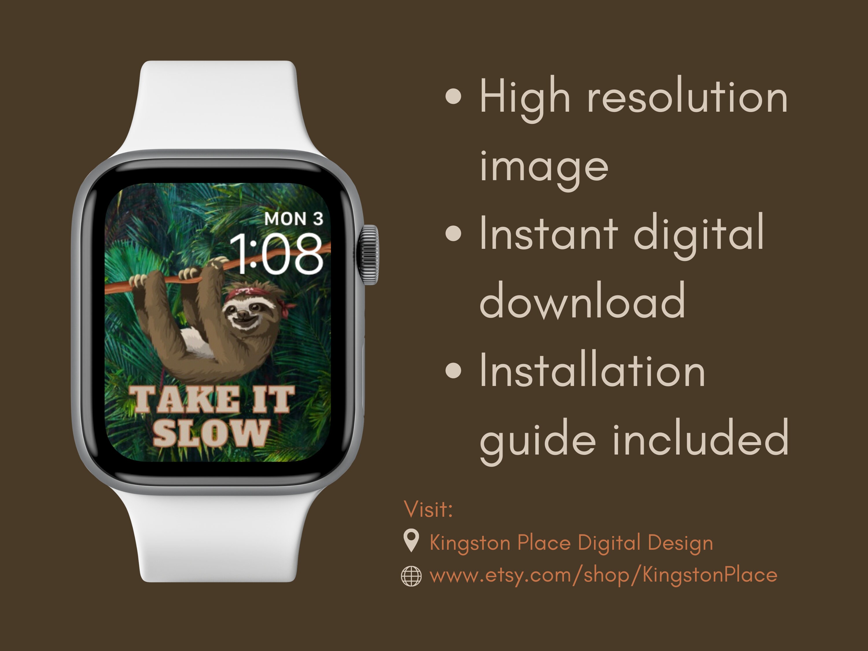 Cute Sloth Apple Watch Face Instant Digital Download | Smart Watch ...