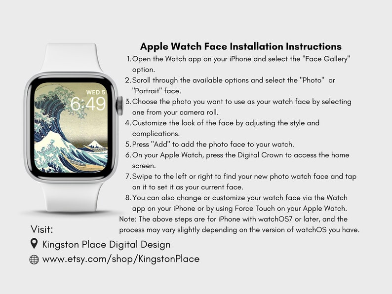 The Great Wave Apple Watch Face and iPhone Wallpaper Set, Classic ...