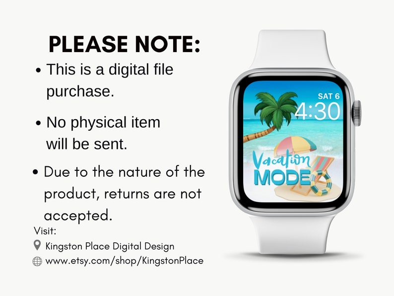 Beach Apple Watch Face Digital File, Vacation Apple Watch Wallpaper ...