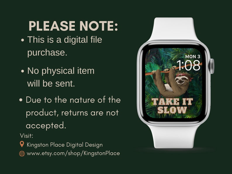Cute Sloth Apple Watch Face Instant Digital Download | Smart Watch ...