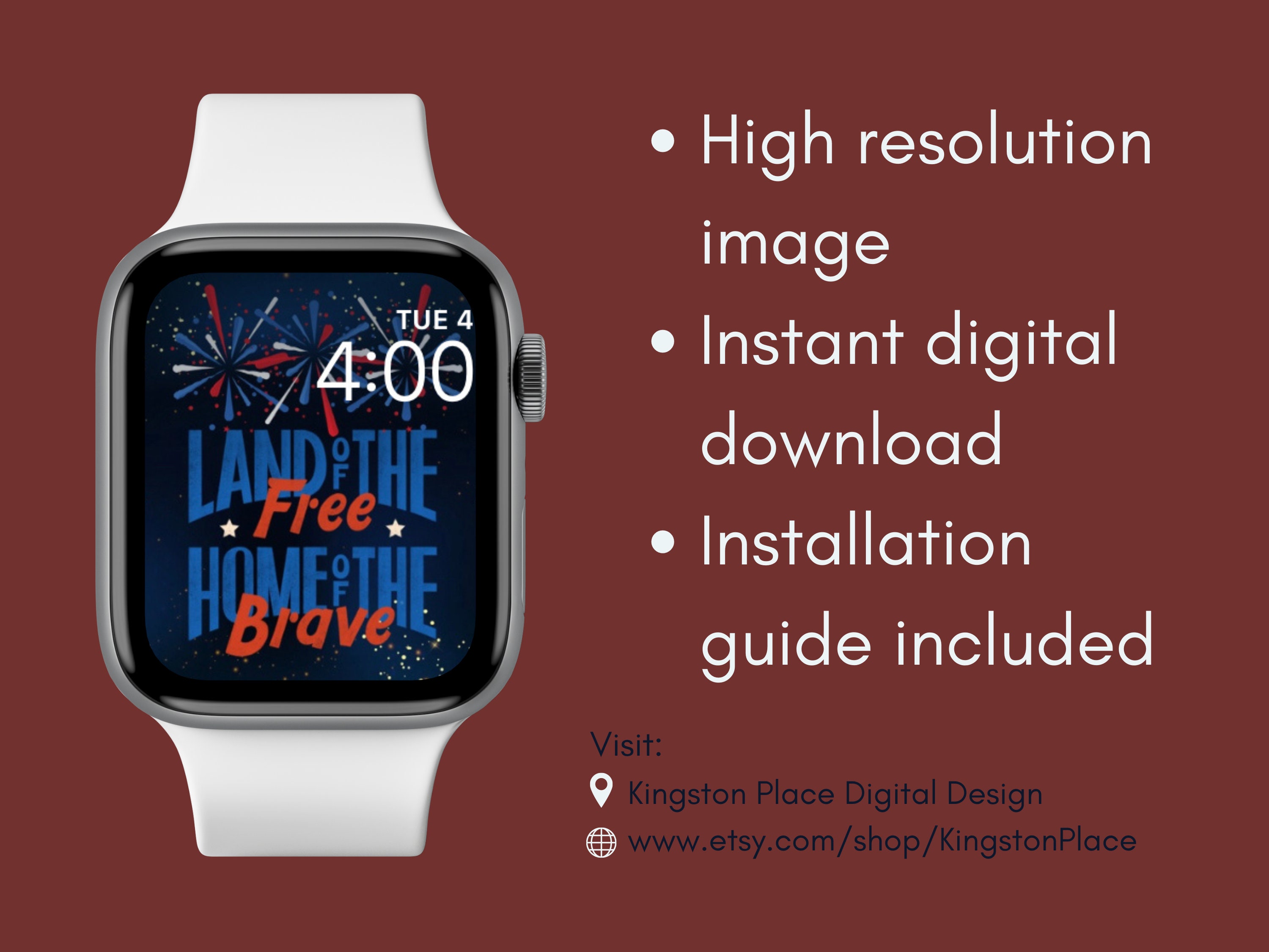 4th of July Apple Watch Face, Summer Watch Background, Fourth of July ...