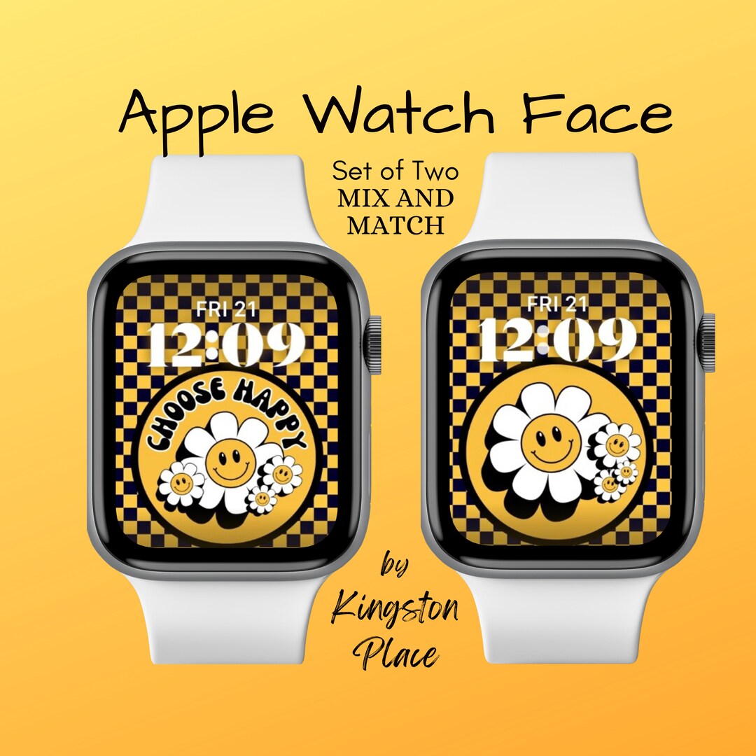 Smiley Daisy Apple Watch Face Instant Digital Download, Retro Smart ...