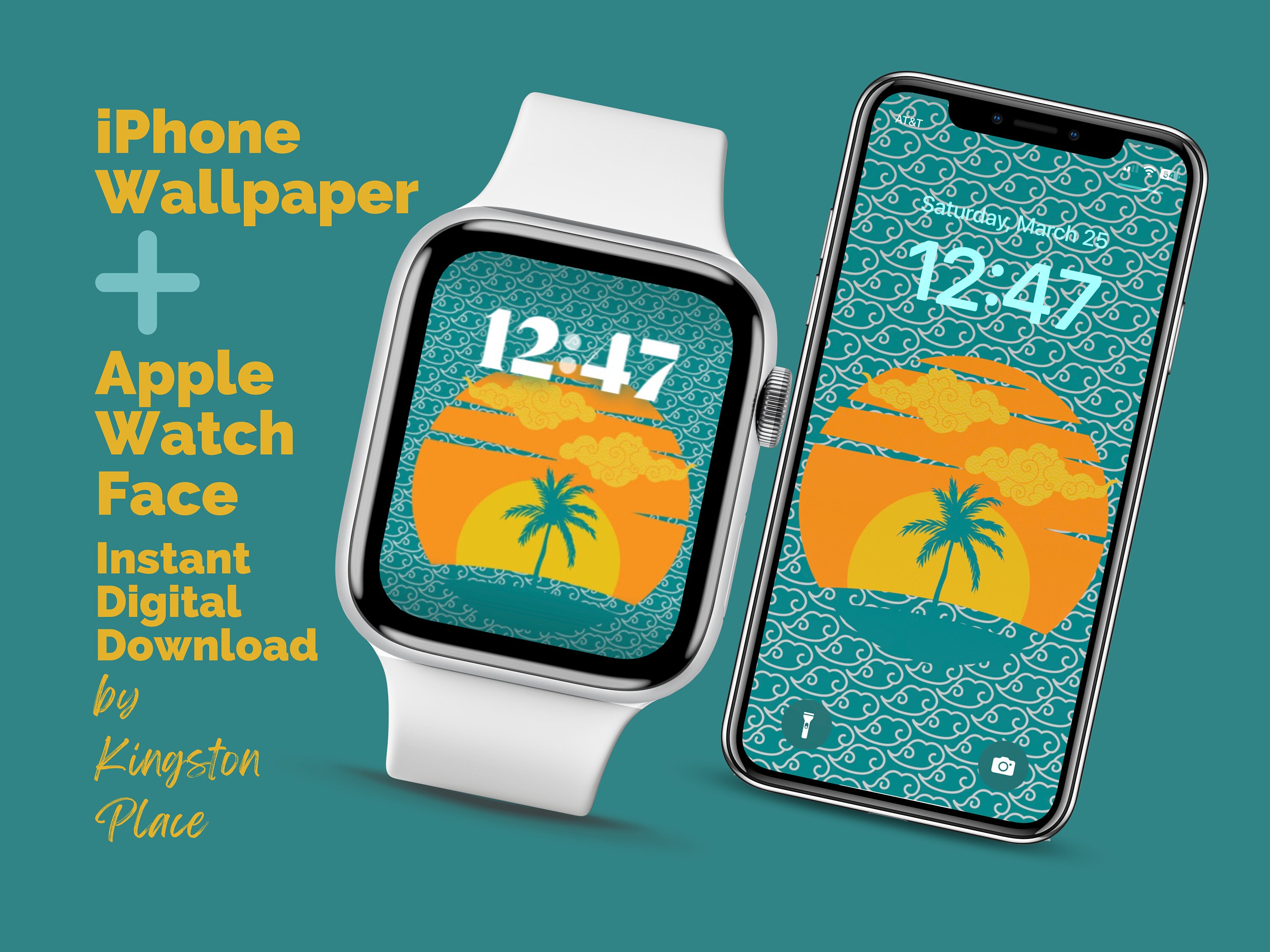 Island-themed Apple Watch Face and iPhone Wallpaper Combo, Summer Apple ...