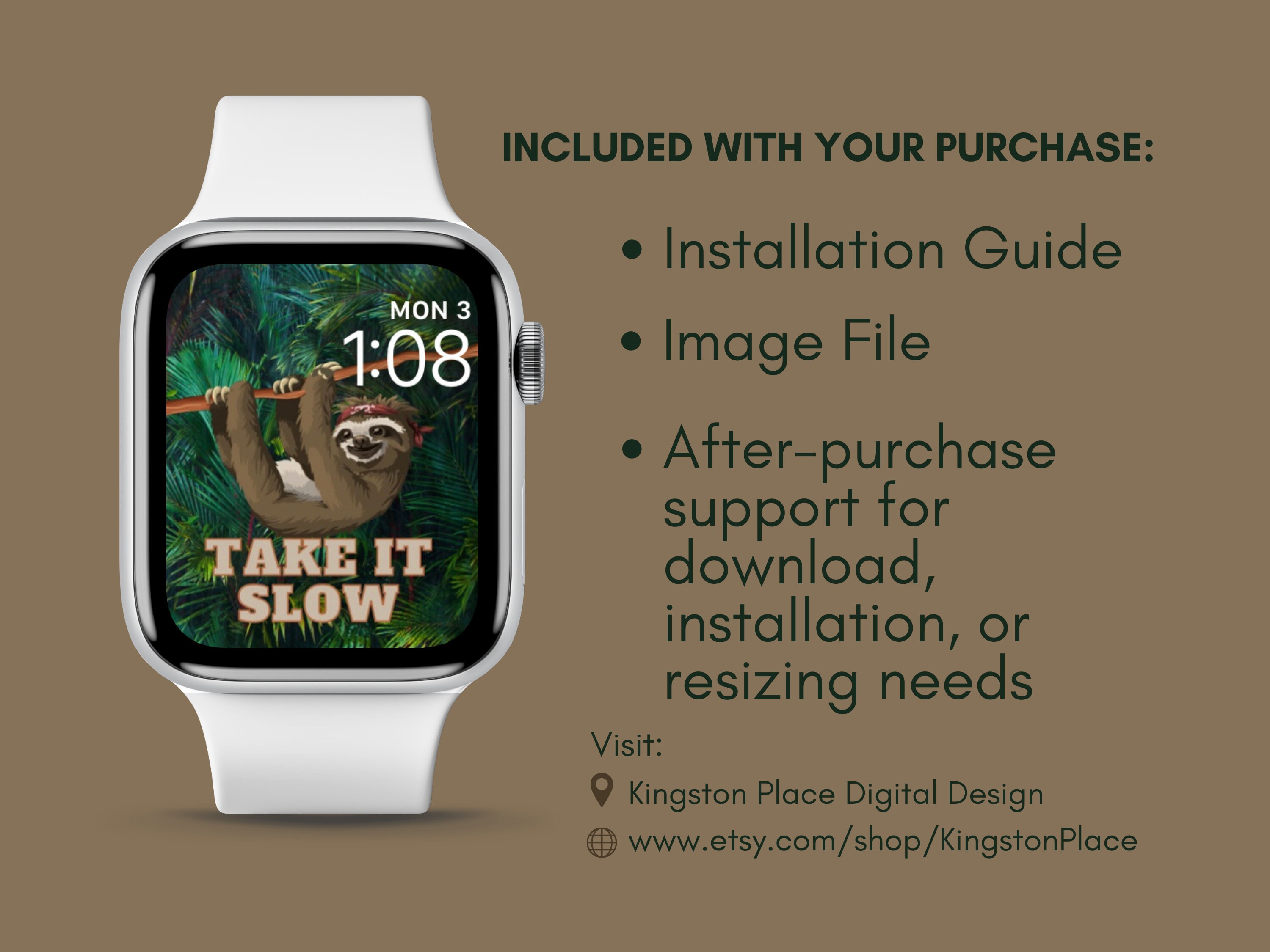 Cute Sloth Apple Watch Face Instant Digital Download | Smart Watch ...