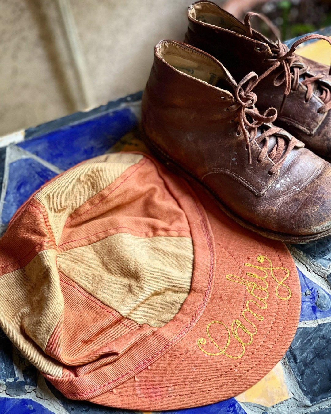 Vintage 1940s candy Kids Cap With Chain Stitch - Etsy