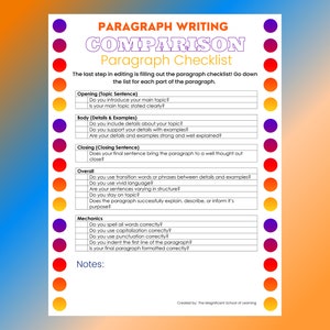 Paragraph Writing-comparison Paragraphs Digital Download - Etsy