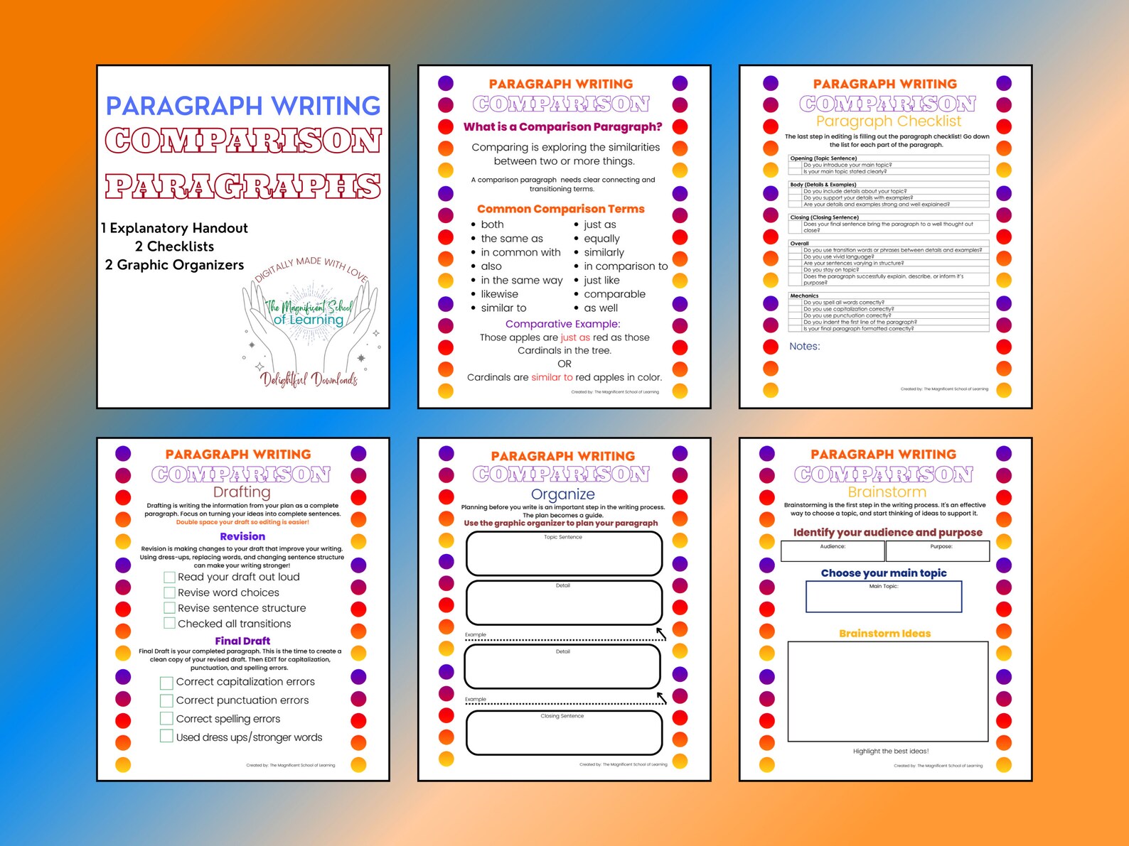 Paragraph Writing-comparison Paragraphs Digital Download - Etsy