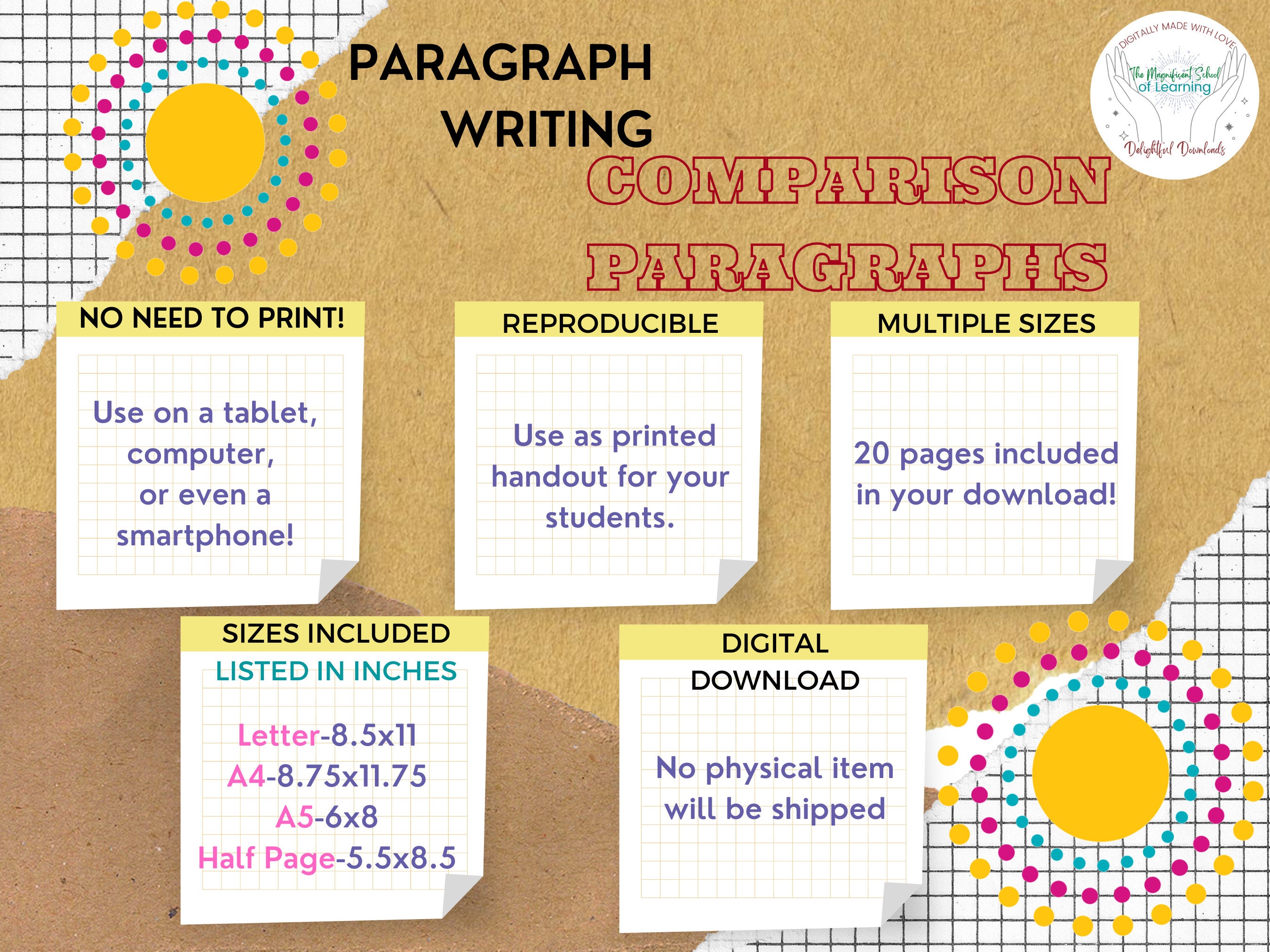Paragraph Writing-comparison Paragraphs Digital Download Printable ...