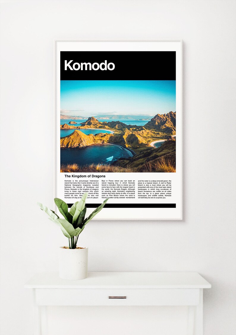 Komodo Poster Art, Komodo Photography, Komodo Print, Indonesia Poster ...