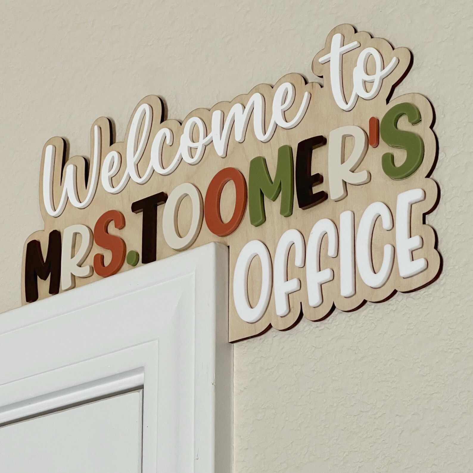 Teacher Appreciation Gift, Personalized Name Doorframe Corner Sign ...