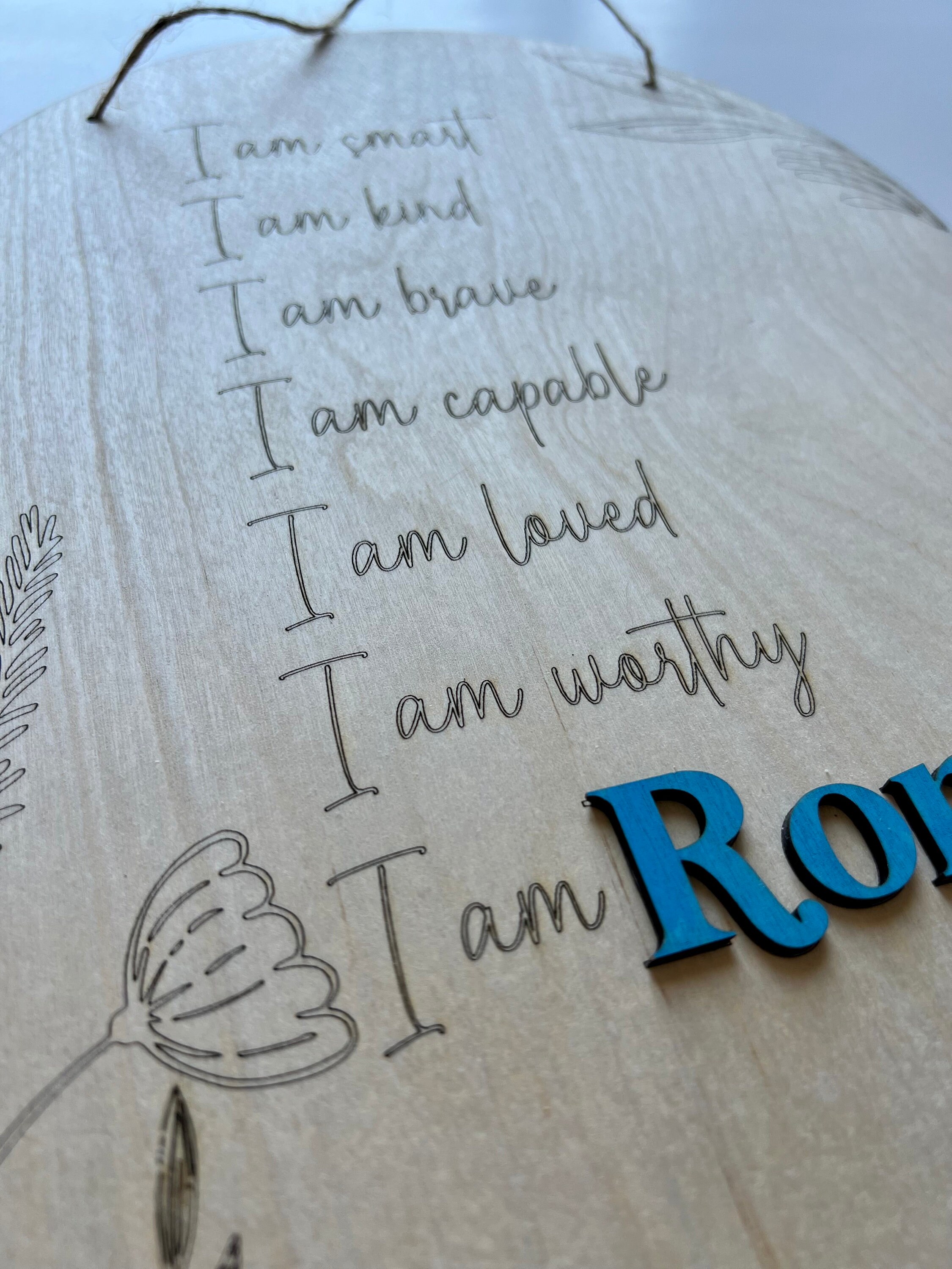 Wooden Engraved Affirmation Sign for Kids, Custom Motivational Baby ...