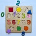 Wooden Number Shapes Puzzle, Montessori Toy, Developmental Toys ...