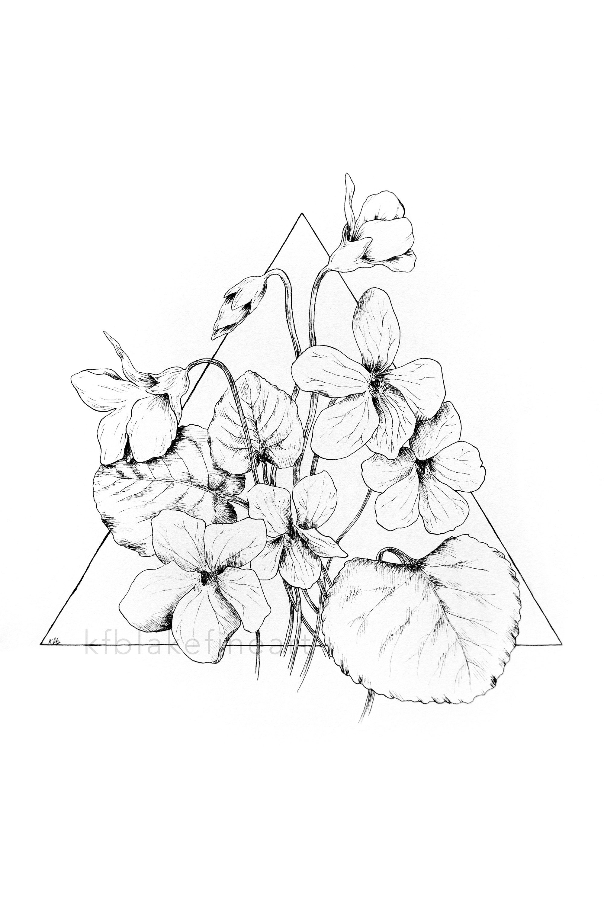 Botanical Sketch | Printable Digital Download | Violet February Flower ...