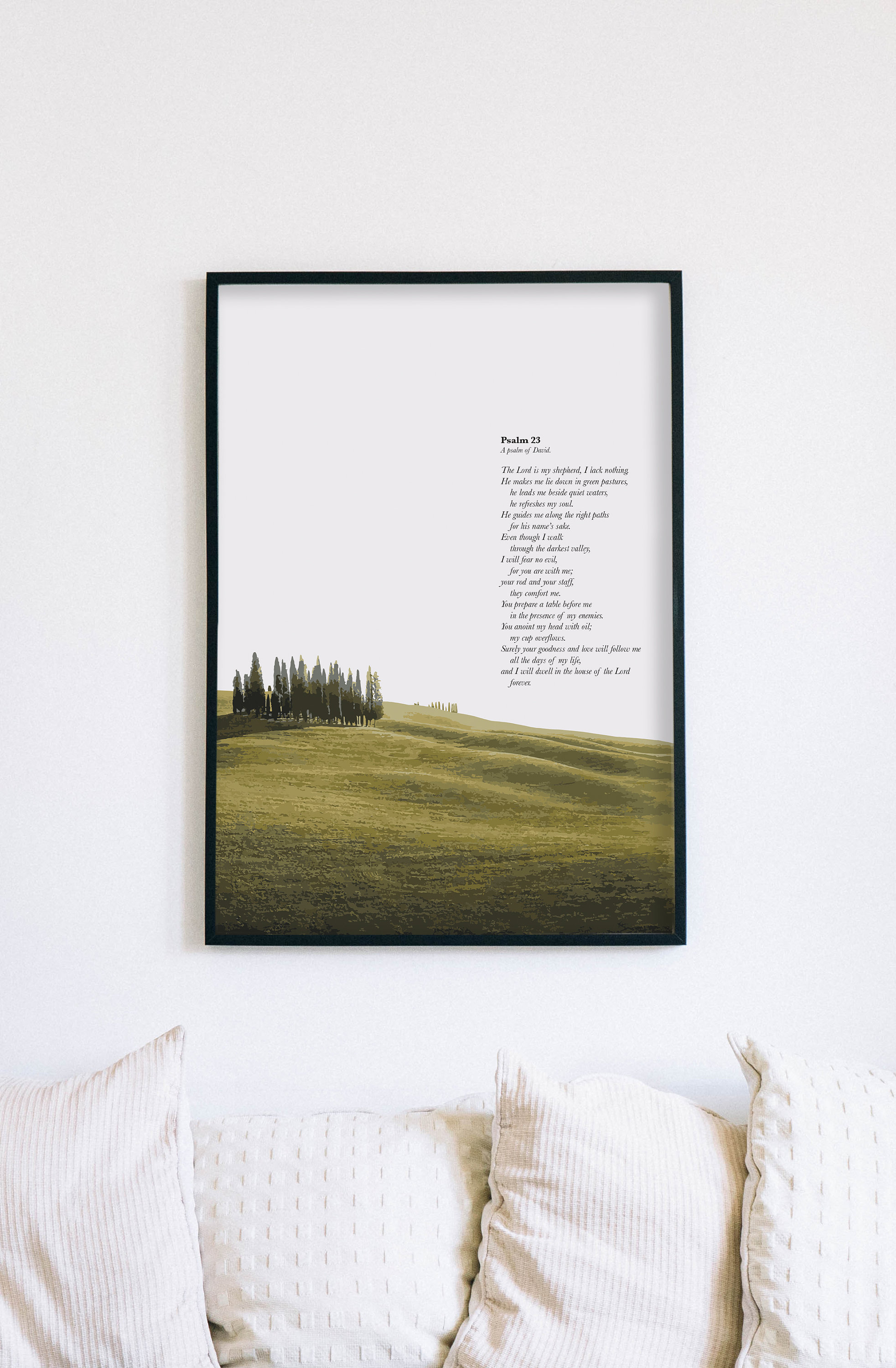 Psalm 23 Famous Bible Verse Spiritual Motivation Wall Art Vector ...