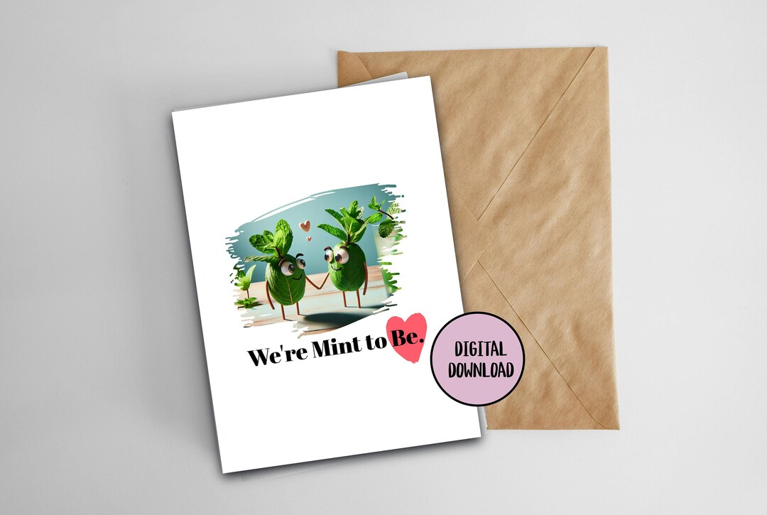 Were Mint to Be Cute & Funny Pun Valentines Day Card I Romantic I ...