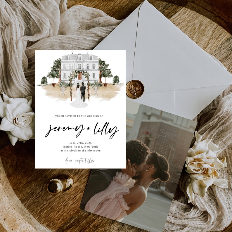 Watercolor Venue Wedding Invitation Wedding Venue - Etsy