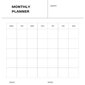 Simple Month, Week, & Daily Planner, Instant Download, Digital Download ...