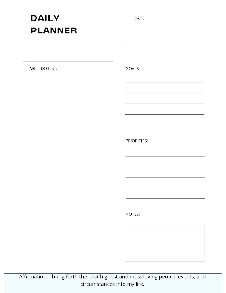 Simple Month, Week, & Daily Planner, Instant Download, Digital Download ...