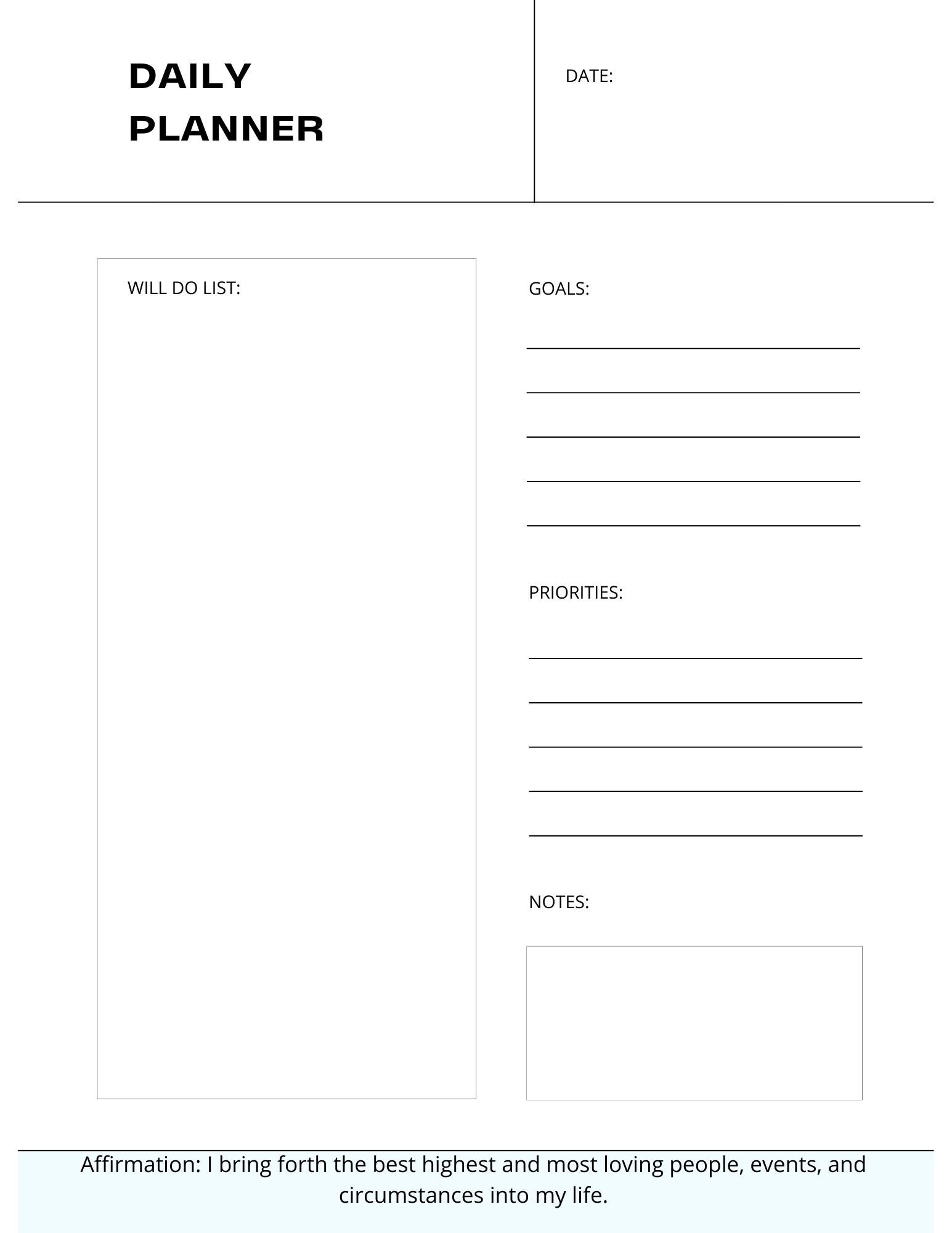 Simple Month, Week, & Daily Planner, Instant Download, Digital Download ...