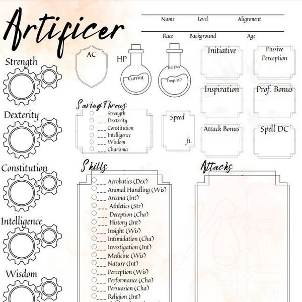 Dnd Character Sheet Set - Etsy