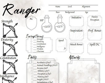 Paladin Character Sheet Set - Etsy