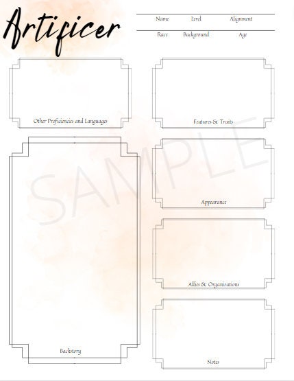 Artificer Character Sheet Set - Etsy Australia