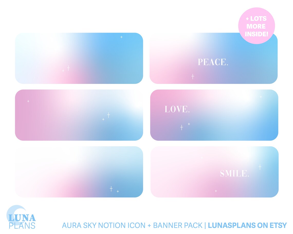 AURA SKY Notion Cover and Icon Templates 34 Images Bundle Aesthetic ...