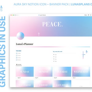 AURA SKY Notion Cover and Icon Templates 34 Images Bundle Aesthetic ...