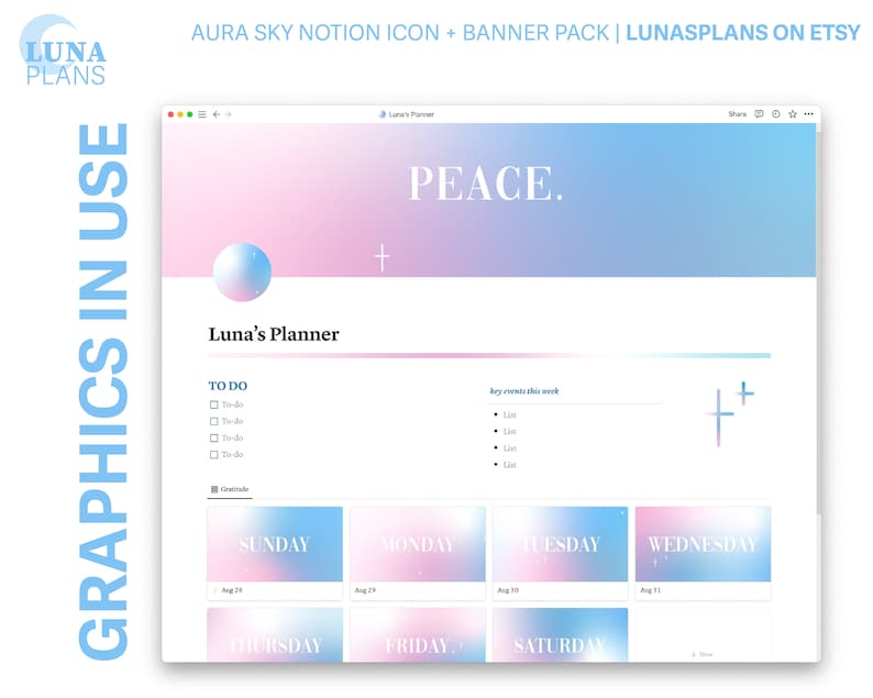 AURA SKY Notion Cover and Icon Templates 34 Images Bundle Aesthetic ...