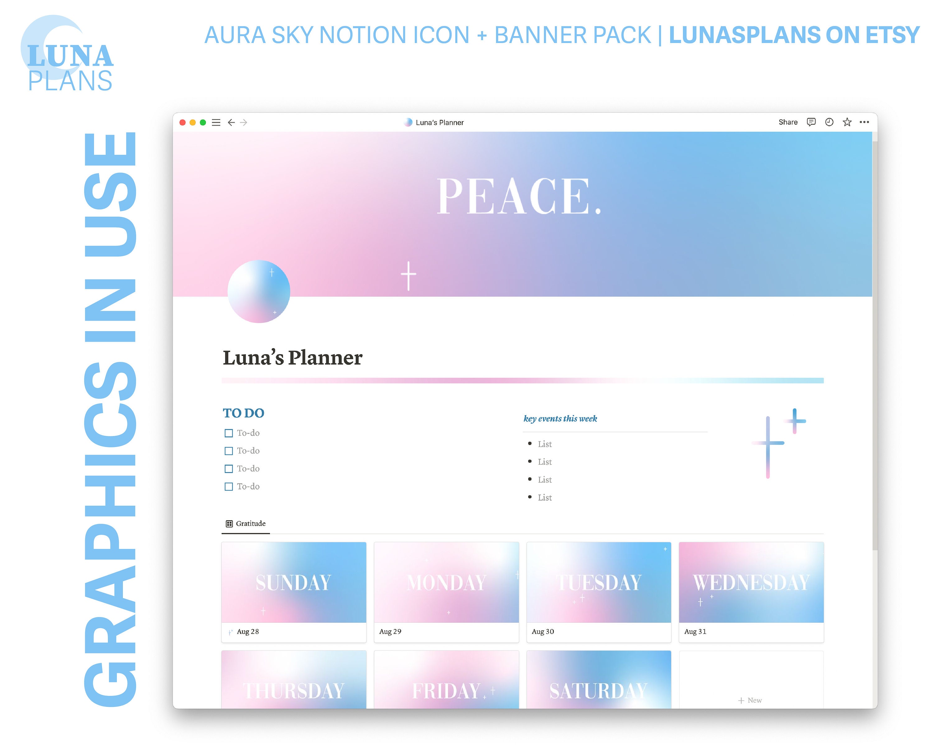 AURA SKY Notion Cover and Icon Templates 34 Images Bundle Aesthetic ...