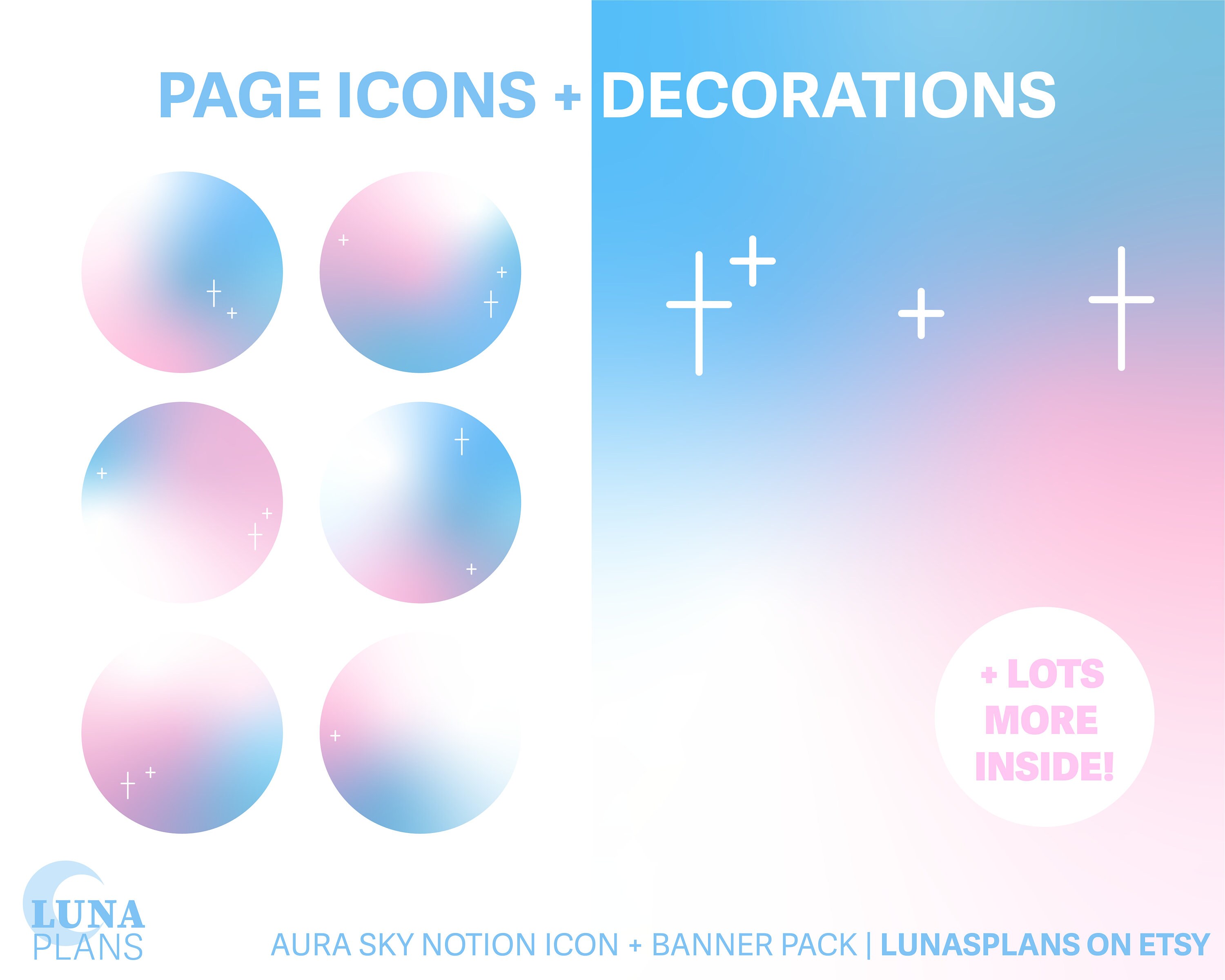 AURA SKY Notion Cover and Icon Templates 34 Images Bundle Aesthetic ...
