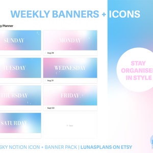 AURA SKY Notion Cover and Icon Templates 34 Images Bundle Aesthetic ...