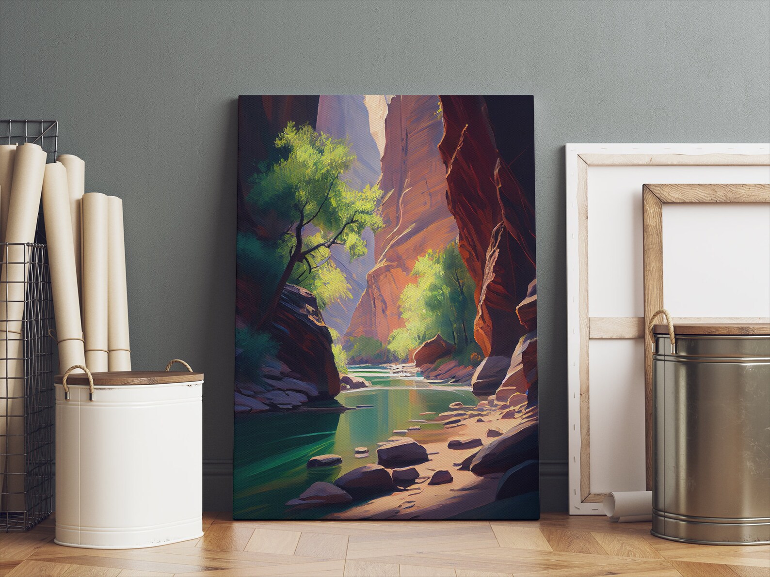The Narrows Wall Art, Zion National Park Art, Nature Painting, Utah ...