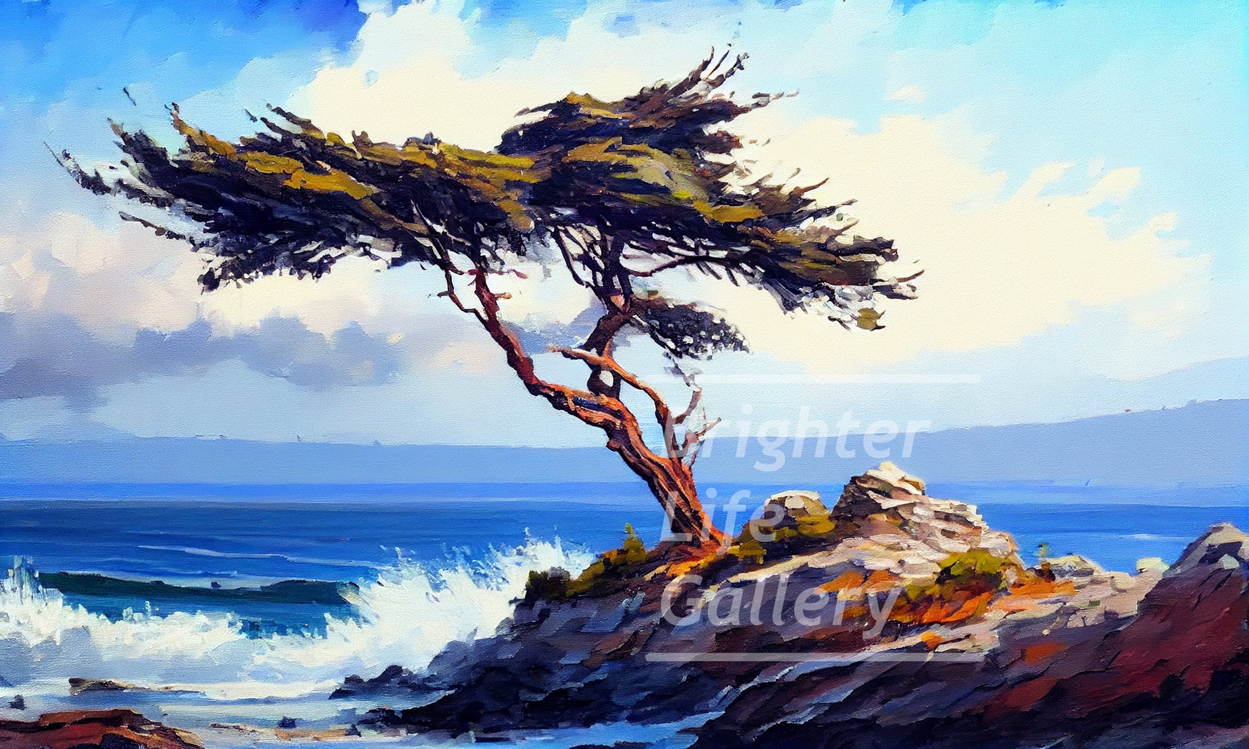 Cypress Tree Wall Art, California Coastal Landscape Art, Nature Artwork ...