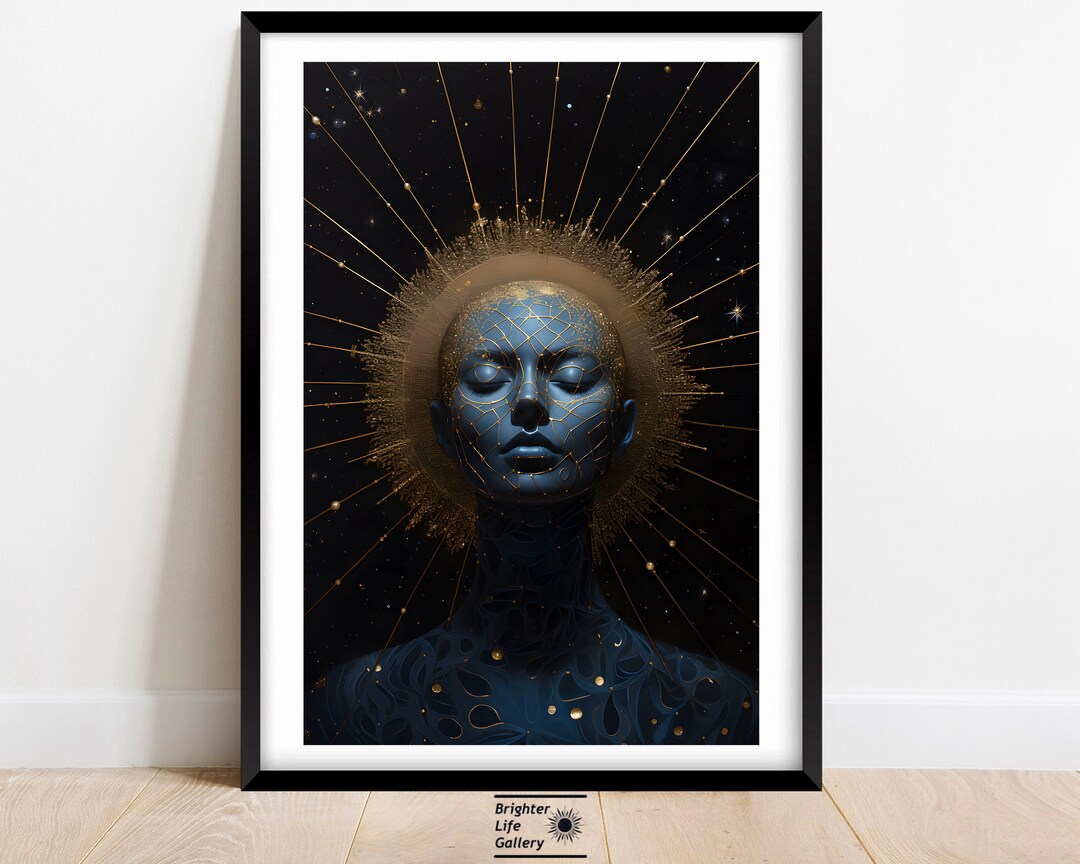 Celestial Goddess Art Deco Poster, Modern Luxury Wall Art - Etsy