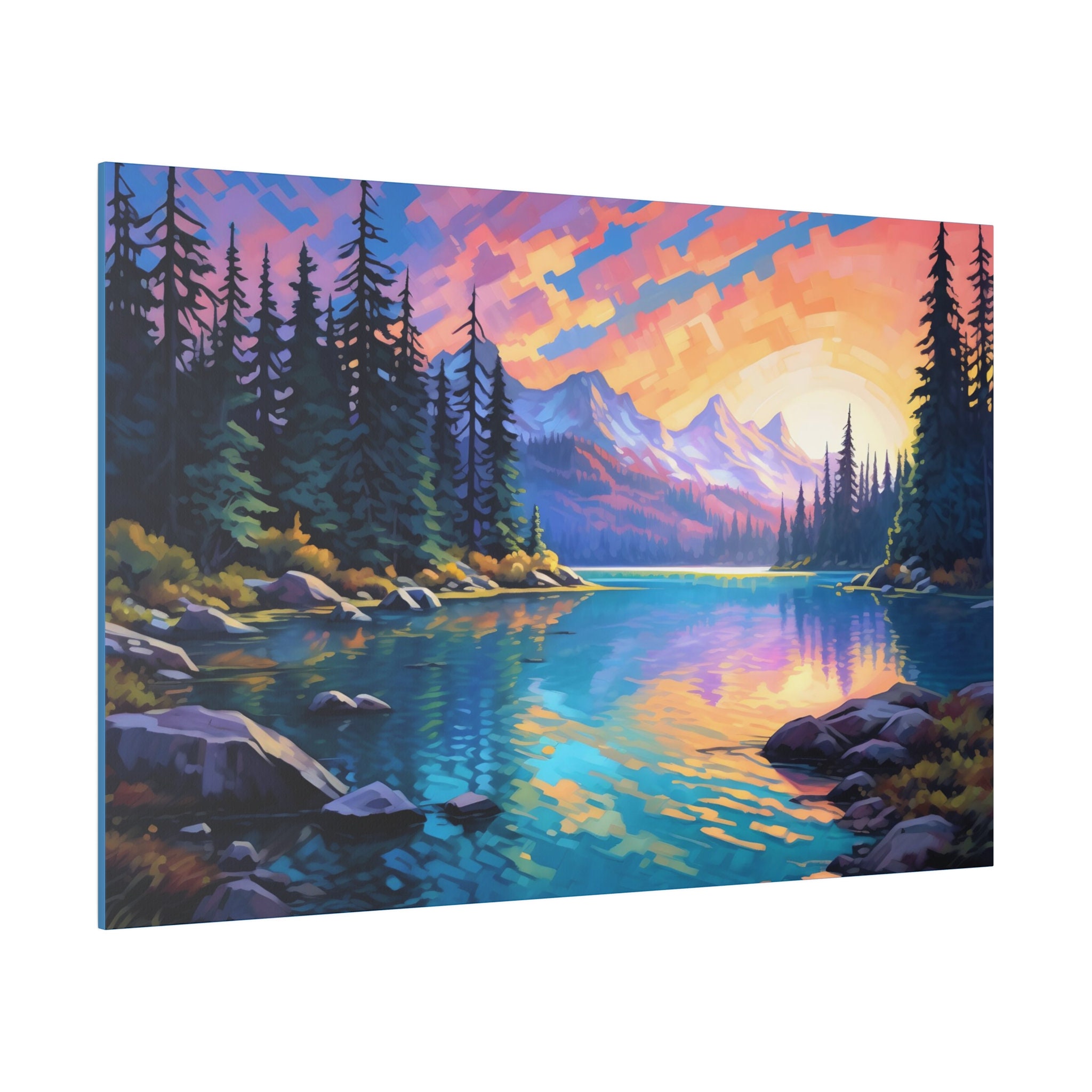 Mountain Lake Wall Art, Colorful Art, Scenic Landscape, Nature Art ...