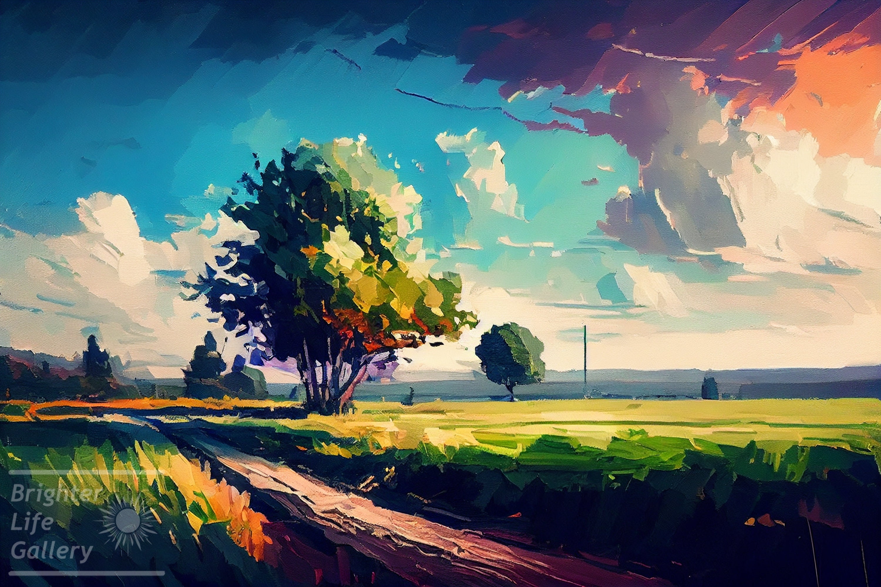 Country Landscape Wall Art, Farmhouse Decor, Impressionist Oil Painting ...