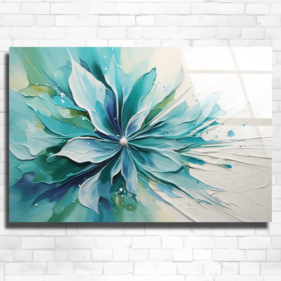 Abstract Flower Acrylic Glass Wall Art, Liquid Paint Pour, Luxury Wall ...
