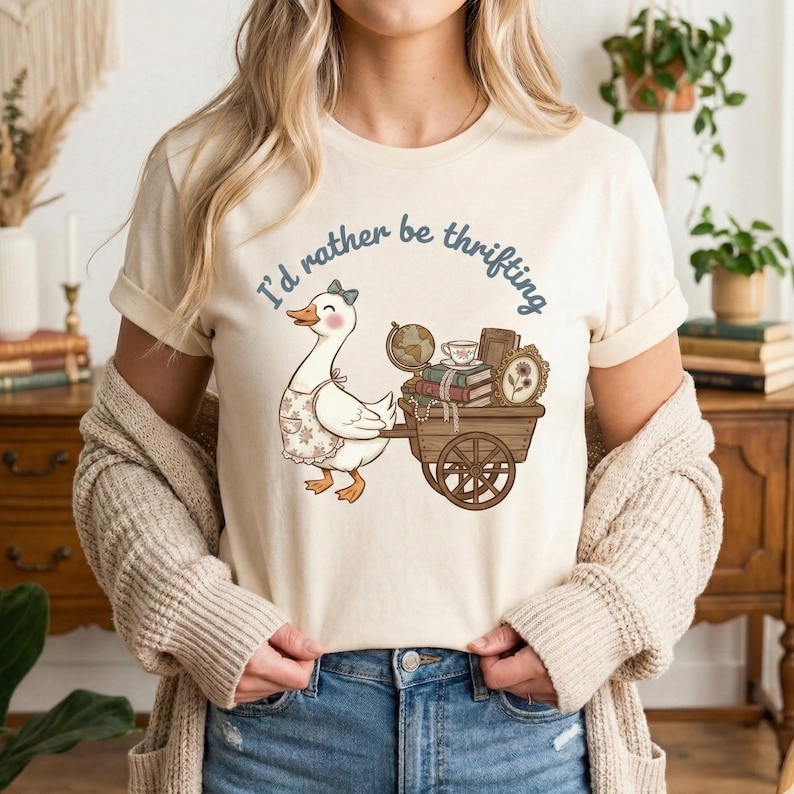 I’d Rather Be Thrifting Goose PNG, Cute Vintage Goose Sublimation ...