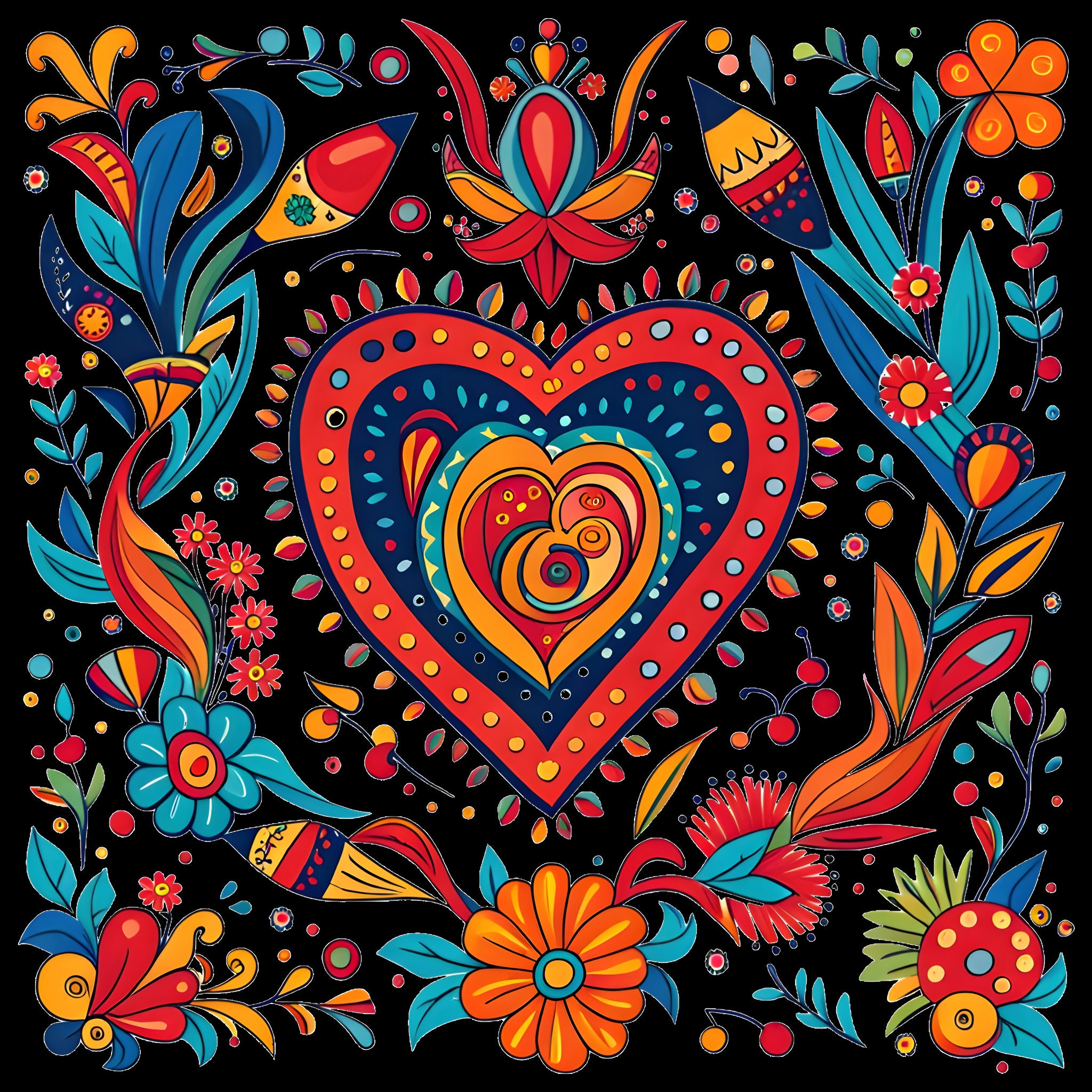 15 Mexican Heart Transparent Background PNG Mexican Flowers - Etsy