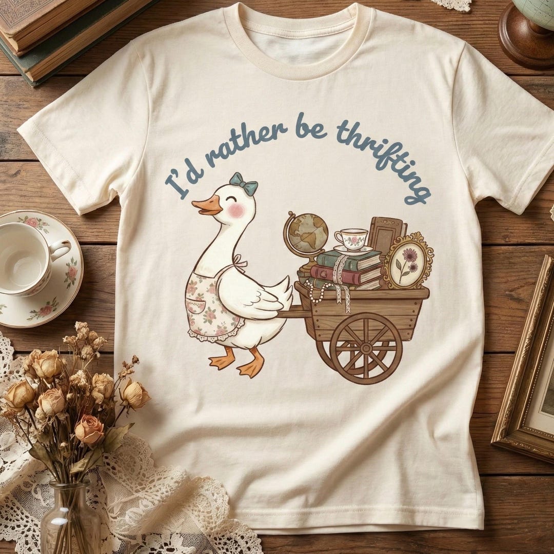I’d Rather Be Thrifting Goose PNG, Cute Vintage Goose Sublimation ...