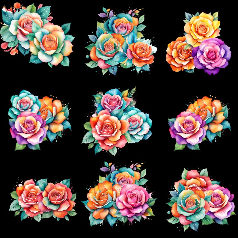 Mexican Fiesta Flowers Clip Art | Fiesta Party Clip Art | Bold Mexican ...