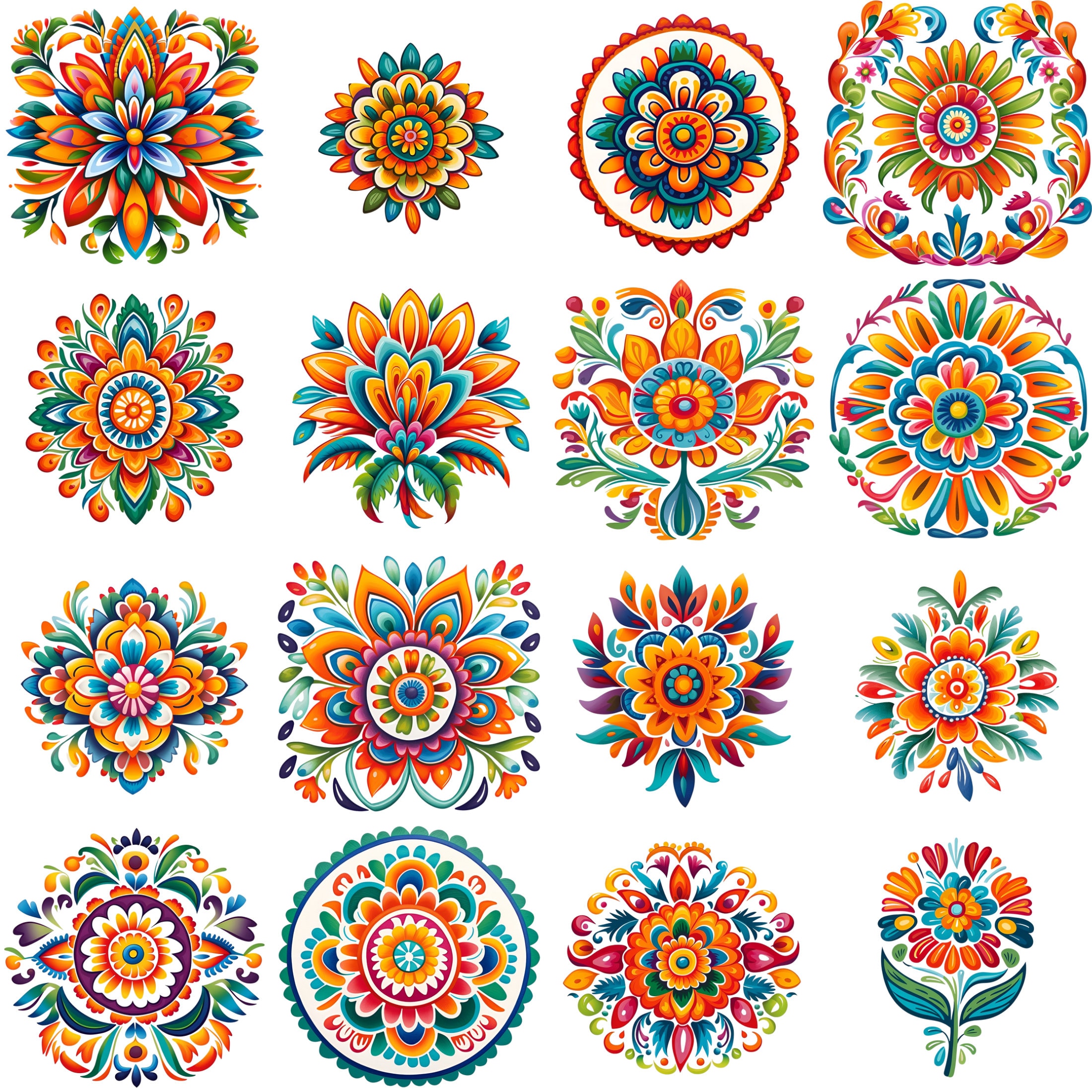 38 Pngs de flores mexicanas aztecas / Flores mexicanas Clip Art ...