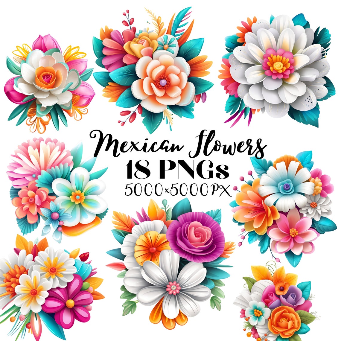 Mexican Flower Clip Art, Mexican Wedding Clip Art, Quinceanera Flowers ...
