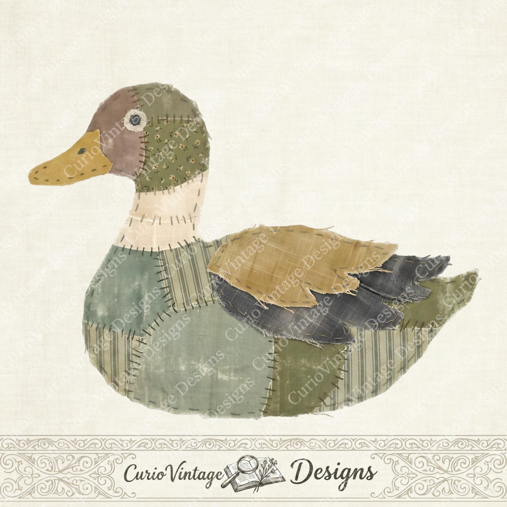 Patchwork Duck PNG Shirt Design Vintage Folk Mallard Digital PNG ...