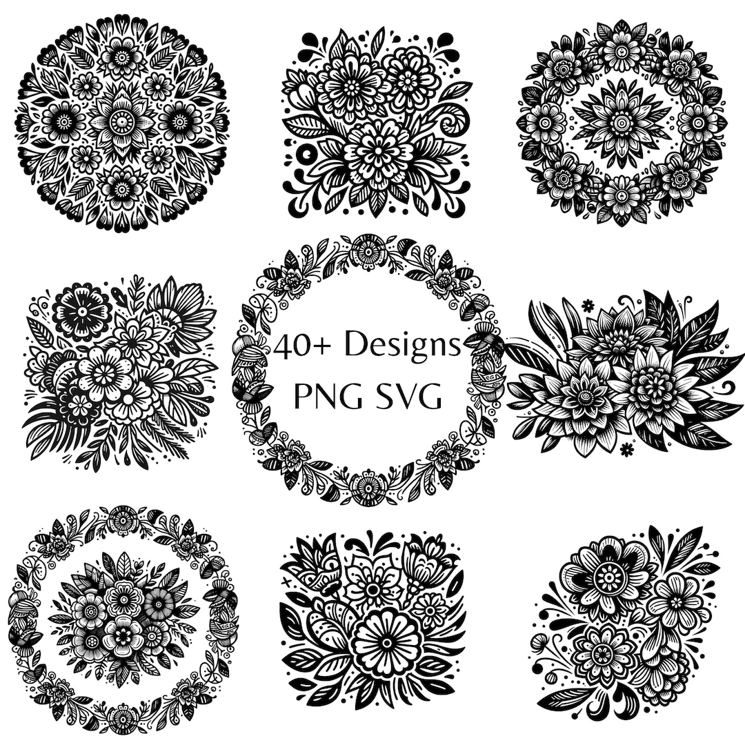 Mexican Flower Bundle, SVG PNG | Mexican Flowers Clip Art | Mexican ...