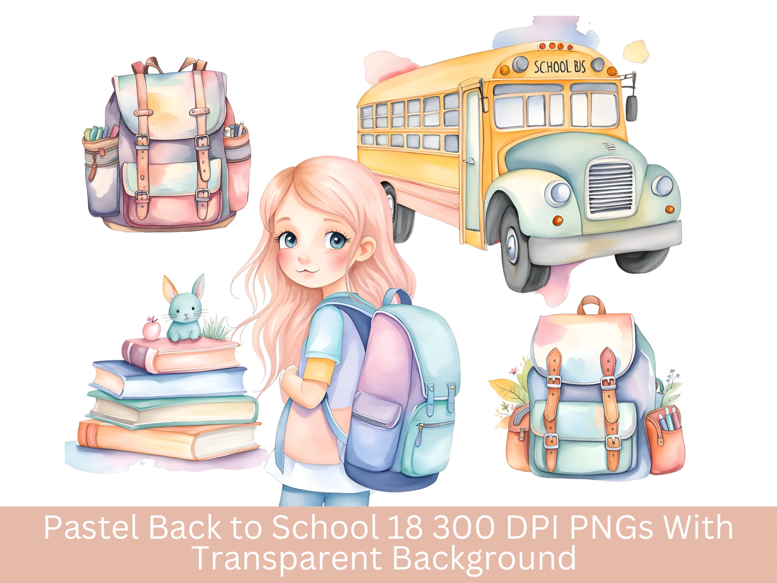 Adorable Pastel Back to School Clip Art Set Children - Etsy